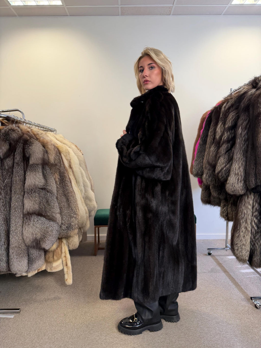 Dark Brown Mink Fur Coat, XXL Size, Mink Coat, Real Fur Coat, Fur Coat ...
