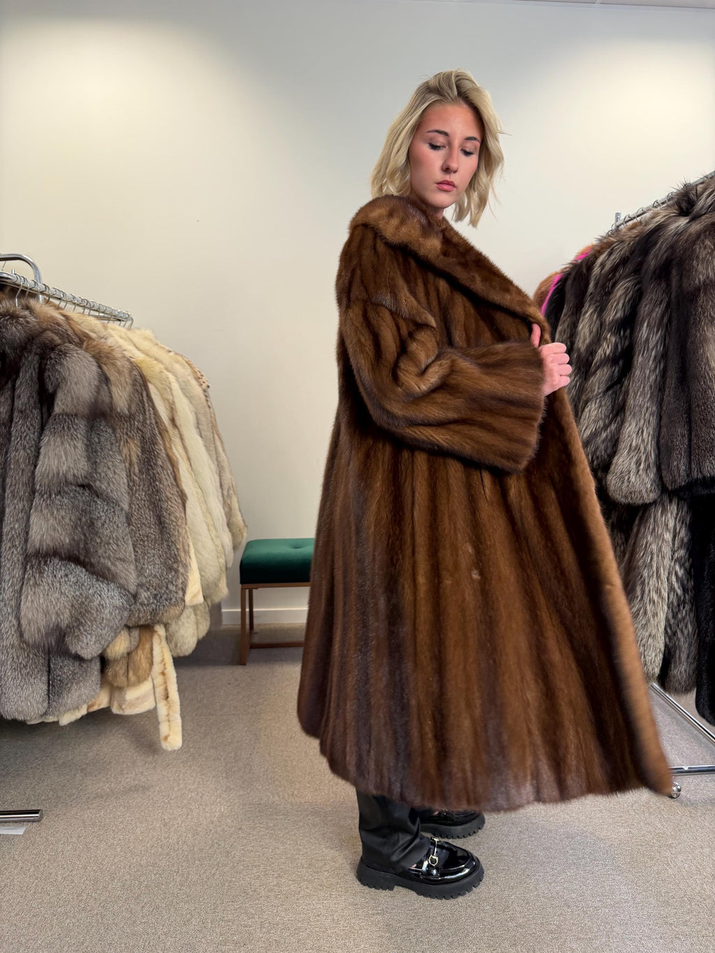 Brown Mink Coat - Huge Luxury, Rare Vintage Style with Fur Belt ...